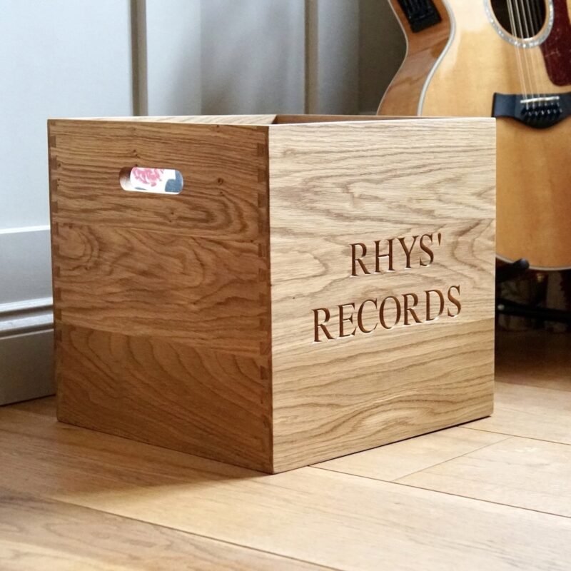 Personalised Oak Vinyl Record Storage Box - Traditional Wooden Gifts